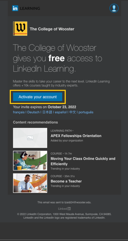 Access Your College of Wooster LinkedIn Learning Account and Connect a LinkedIn Profile ...