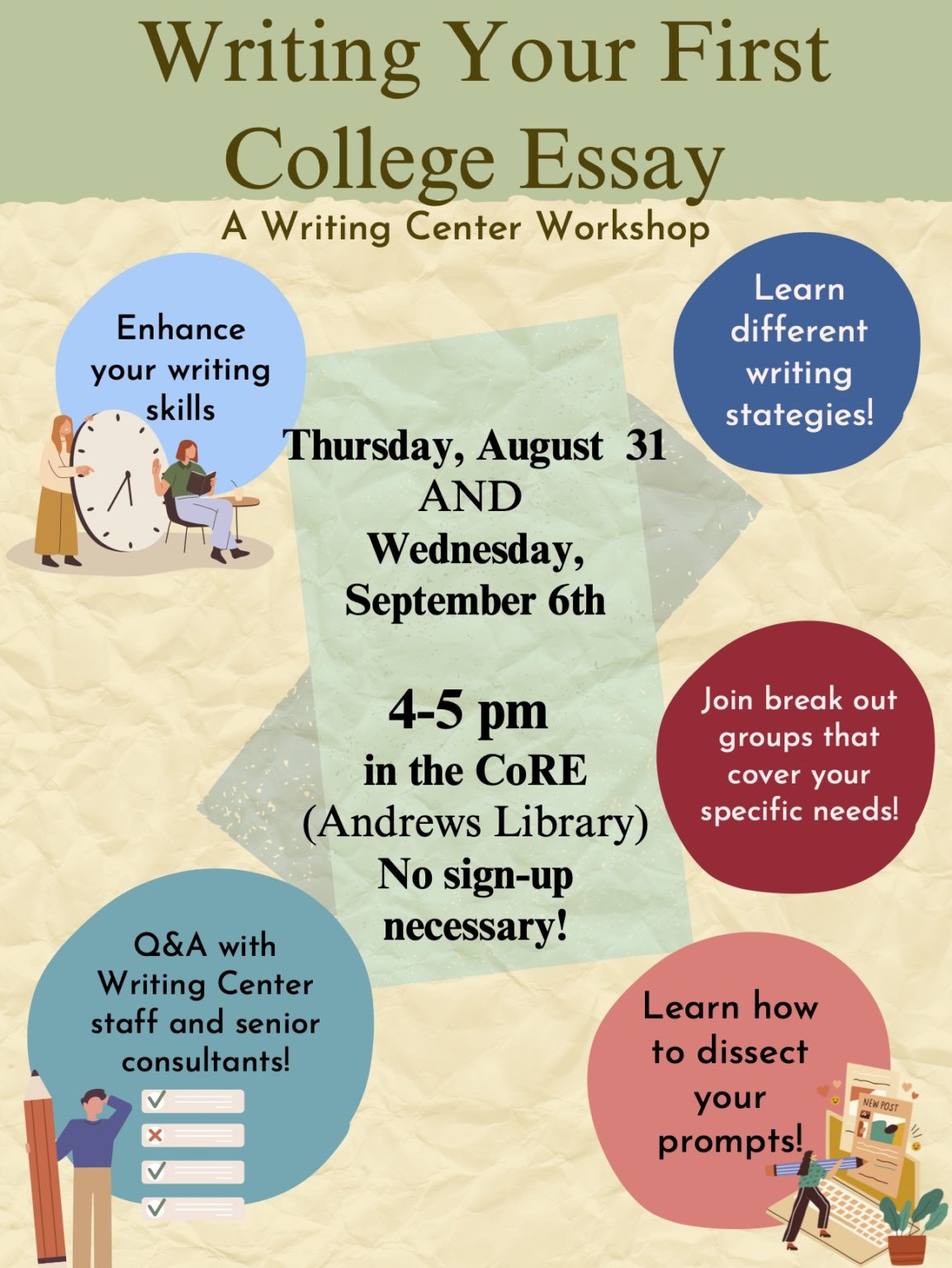 Open Workshop: Writing Your First College Essay – Writing Center